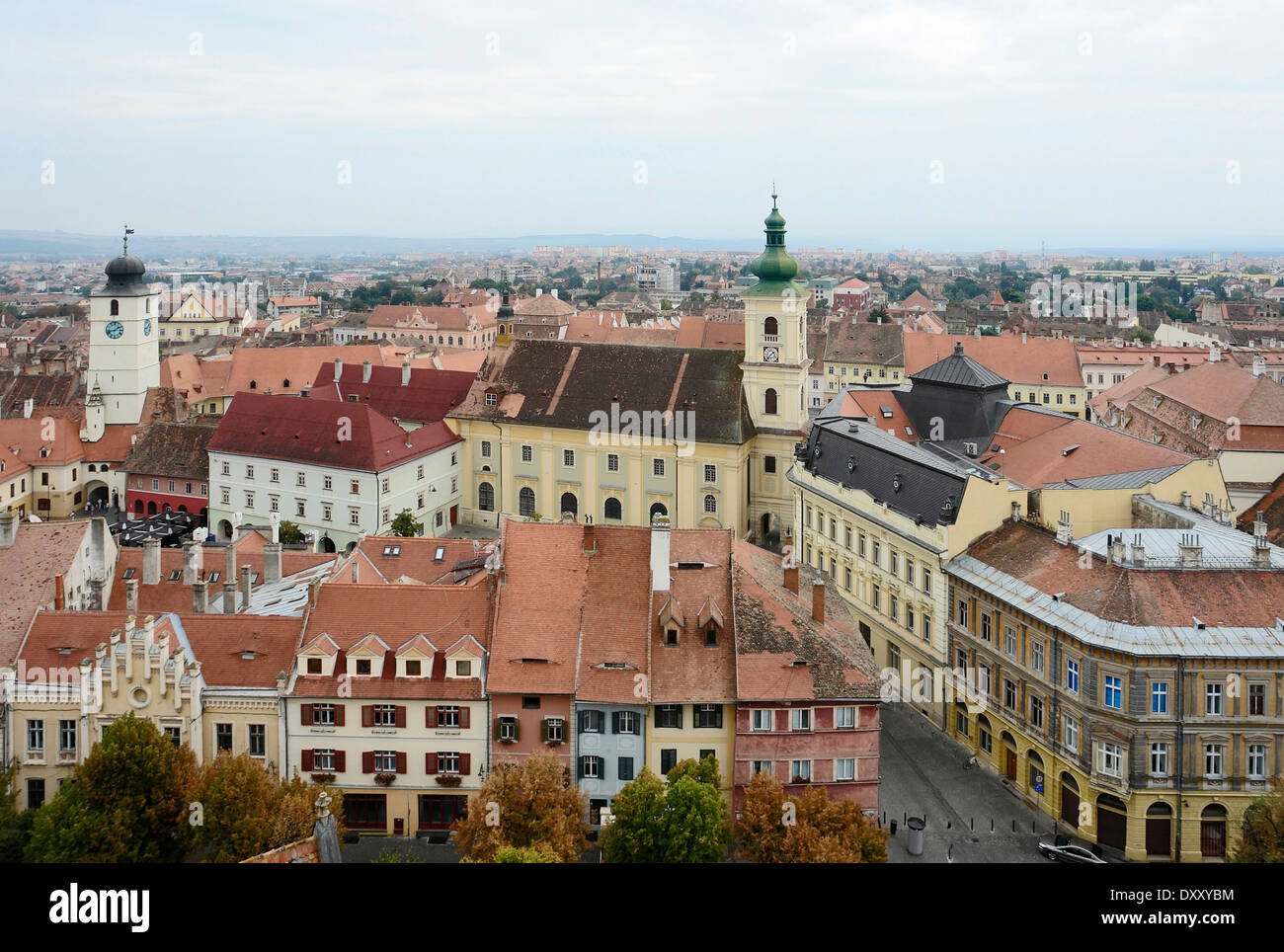 aerial view of Sibiu, a city in Romania Stock Photo - Alamy