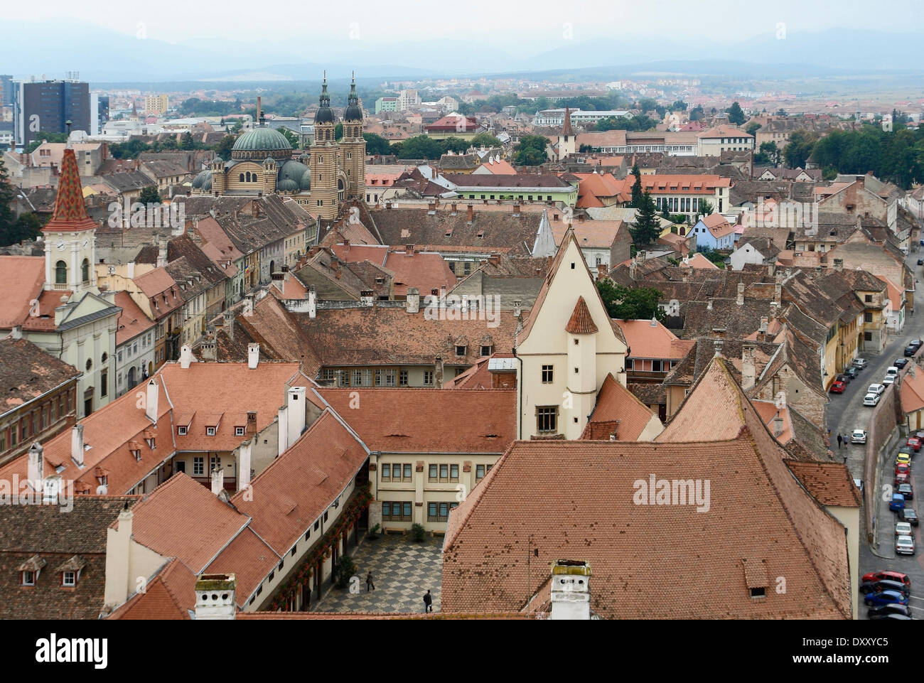 aerial view of Sibiu, a city in Romania Stock Photo - Alamy