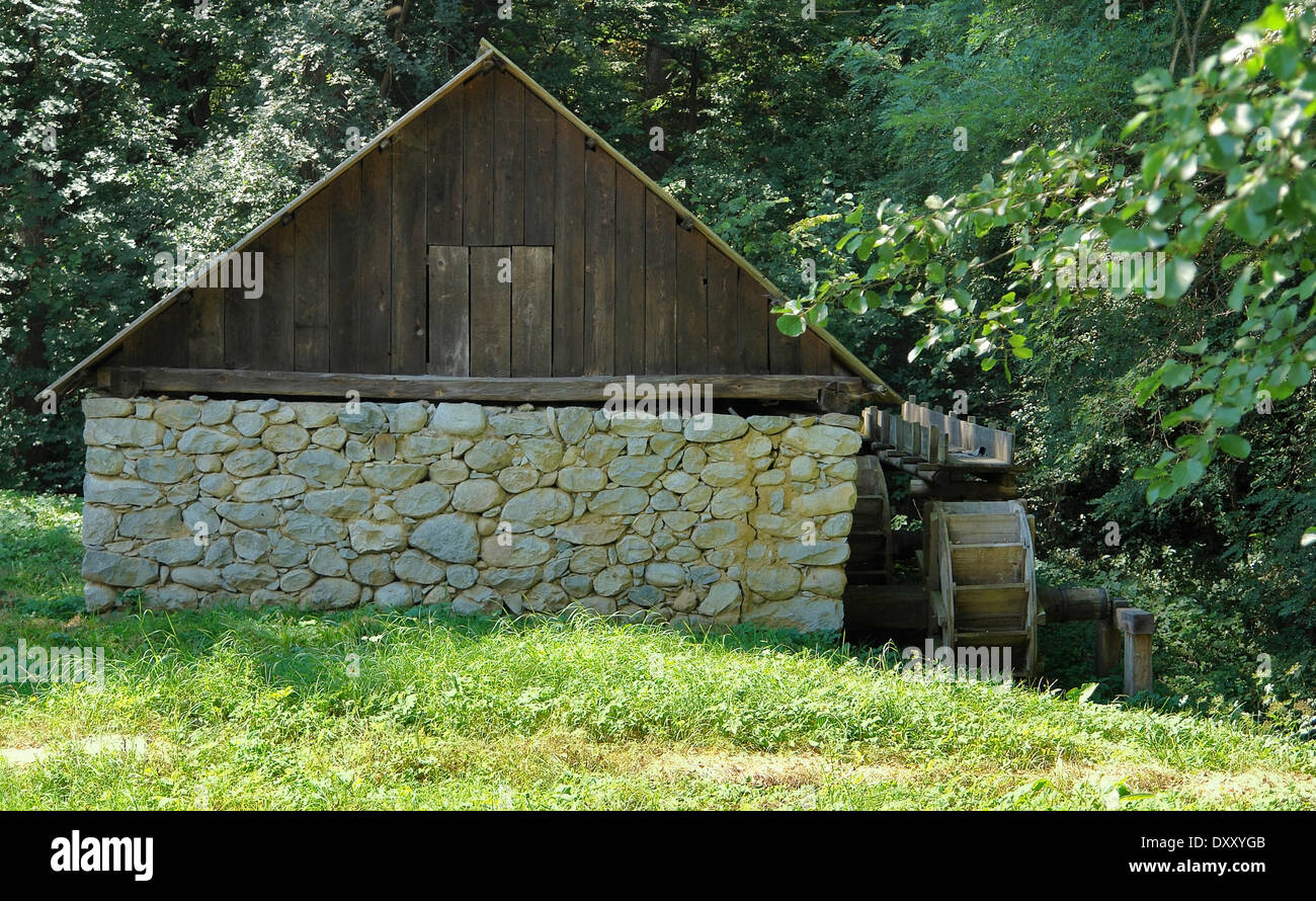 historic wooden water mill in Romania Stock Photo - Alamy