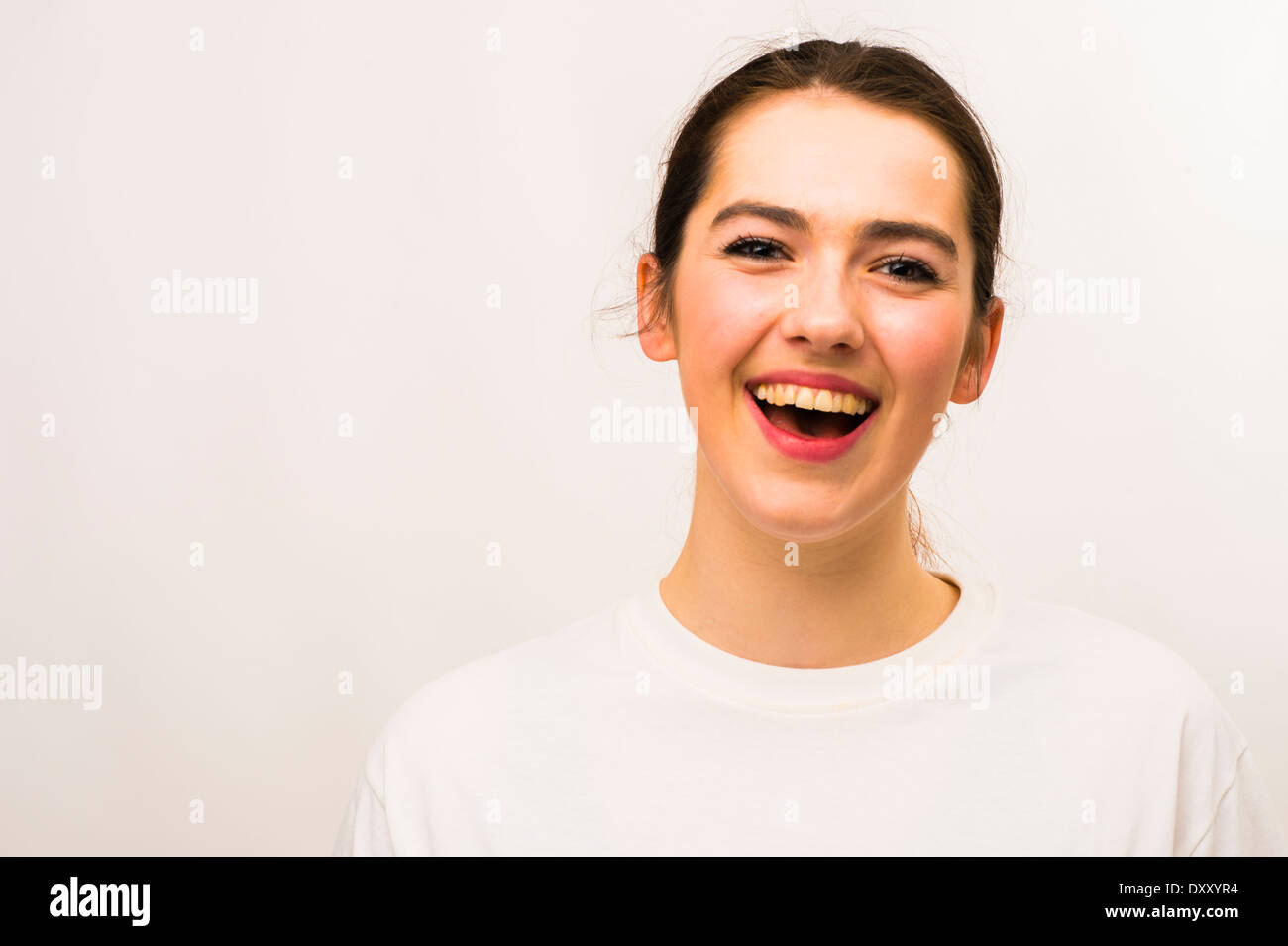 A young happy smiling laughing attractive slim caucasian woman girl, UK ...