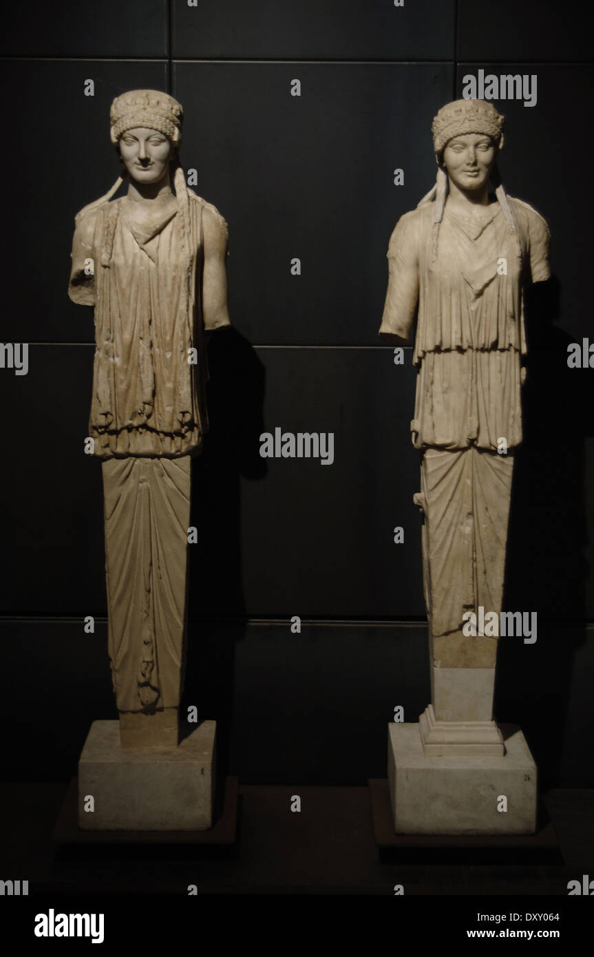 Roman Art. Italy. Herma of Caryatid. Pentelic marble. Archaic style ...