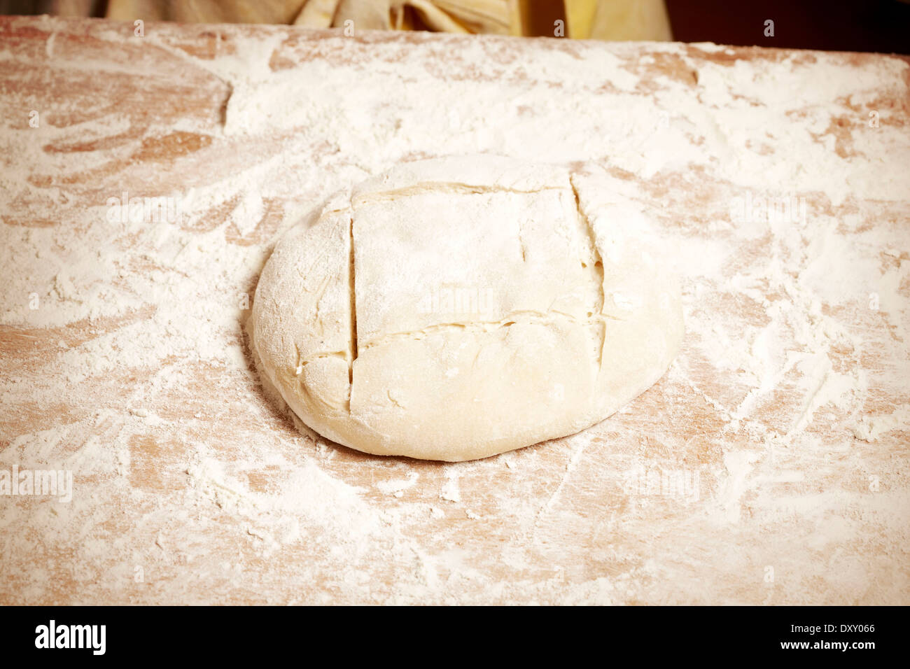 Round bread loaf before baking Stock Photo - Alamy