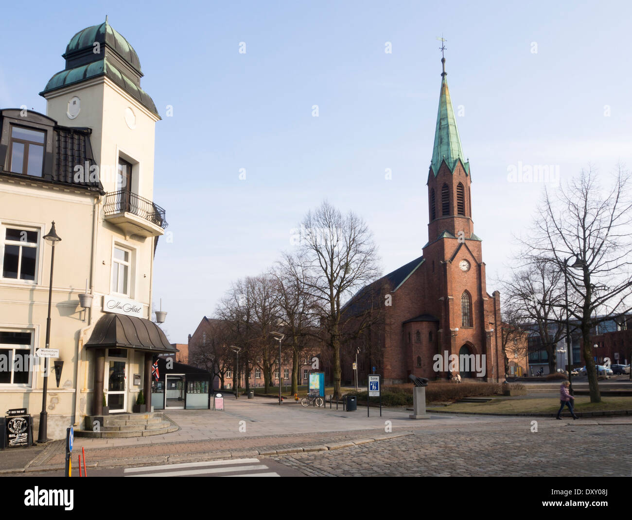 Church and surrounding park in the town of Moss, Østfold Norway Stock ...