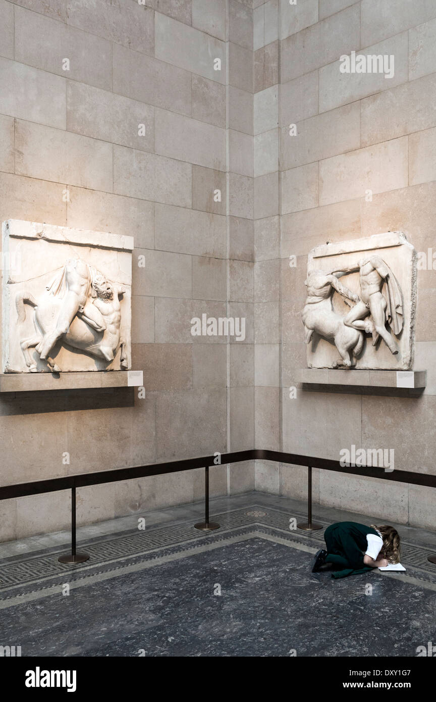 A student design the ancient Greek marble metopes of Parthenon at ...