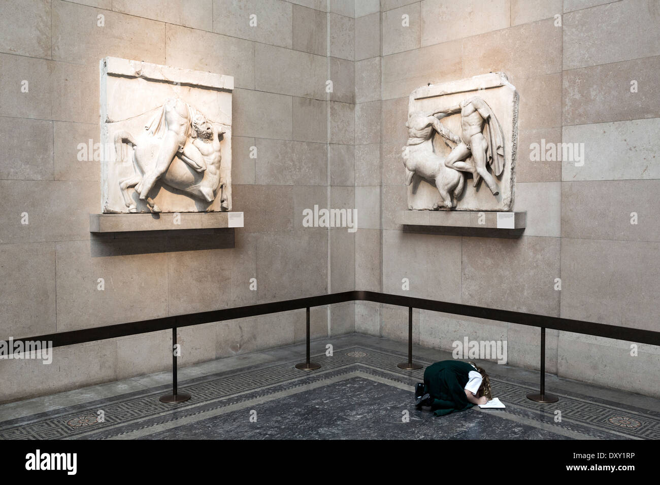A student design the ancient Greek marble metopes of Parthenon at ...