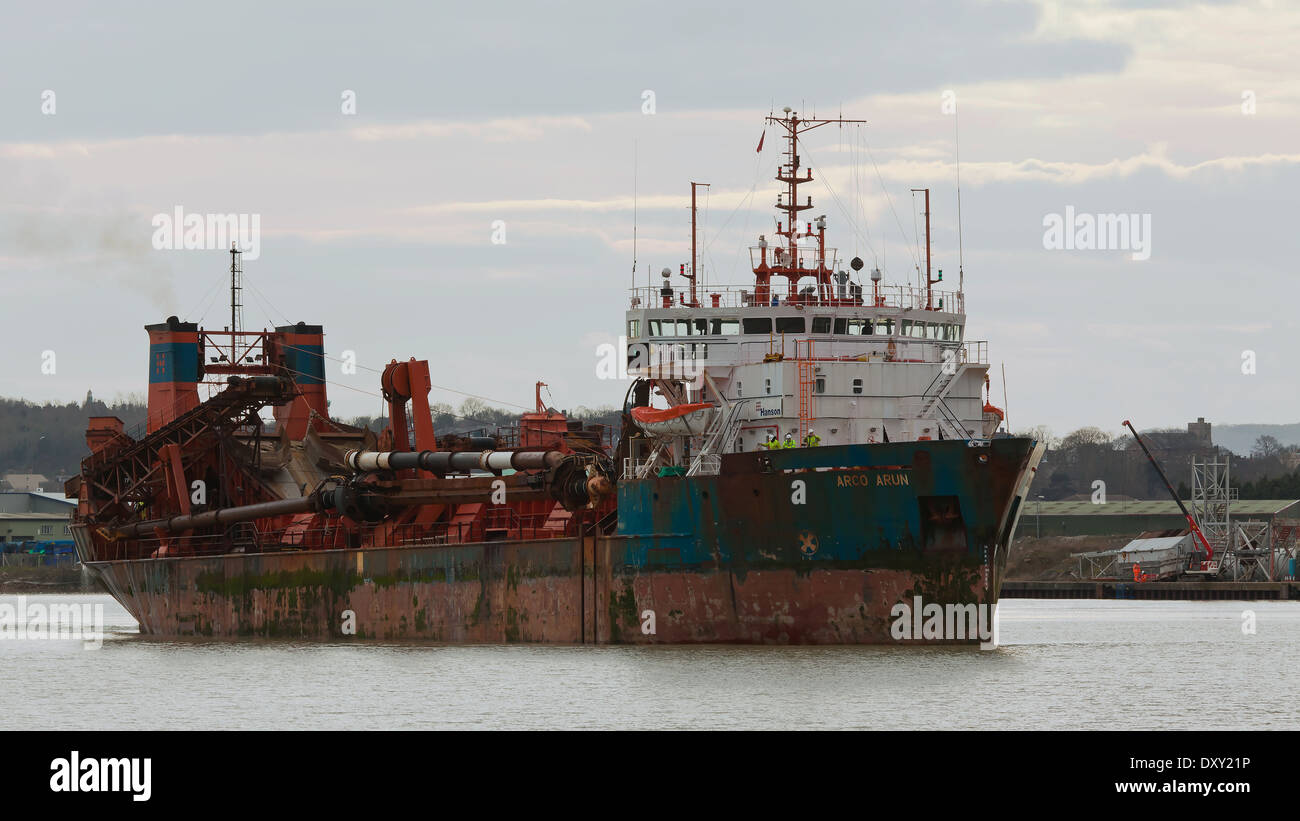 Vessel ARCO ARUN (dredger) mooring in the Thames Estuary Stock Photo ...