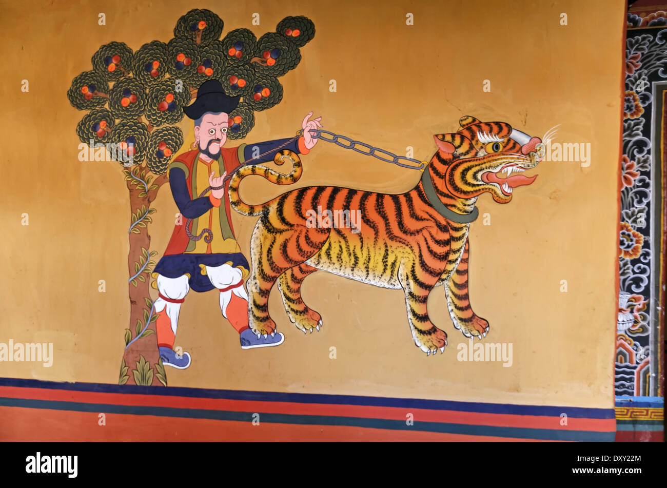 Wall paintings in Paro Dzong (Temple) in Bhutan Stock Photo - Alamy