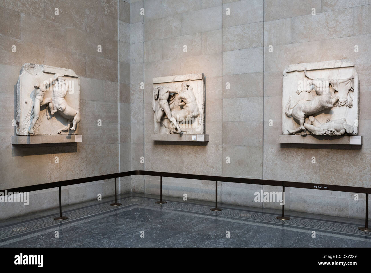 Marble metopes from the Parthenon in British Museum, London Stock Photo - Alamy