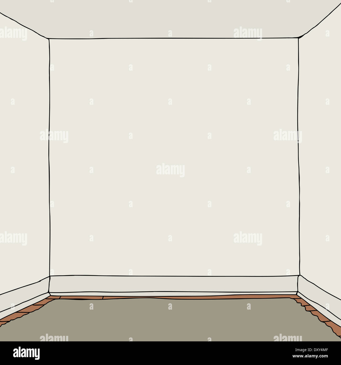 Empty square room with blank walls illustration Stock Photo - Alamy