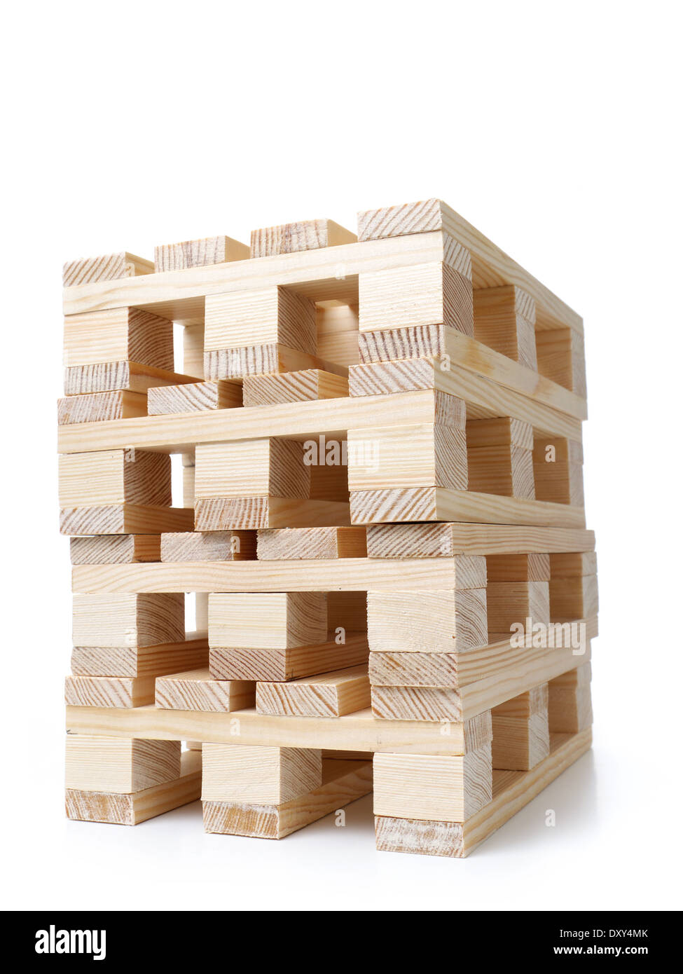 Wooden warehouse pallets shot over white background Stock Photo - Alamy