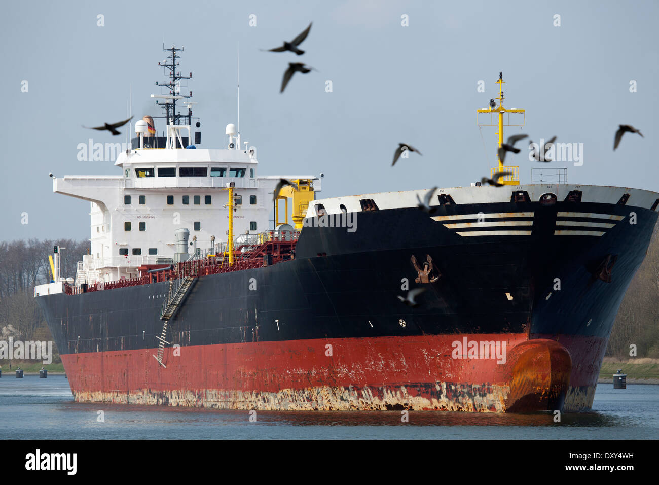 freight ship on kiel canal, germany Stock Photo - Alamy