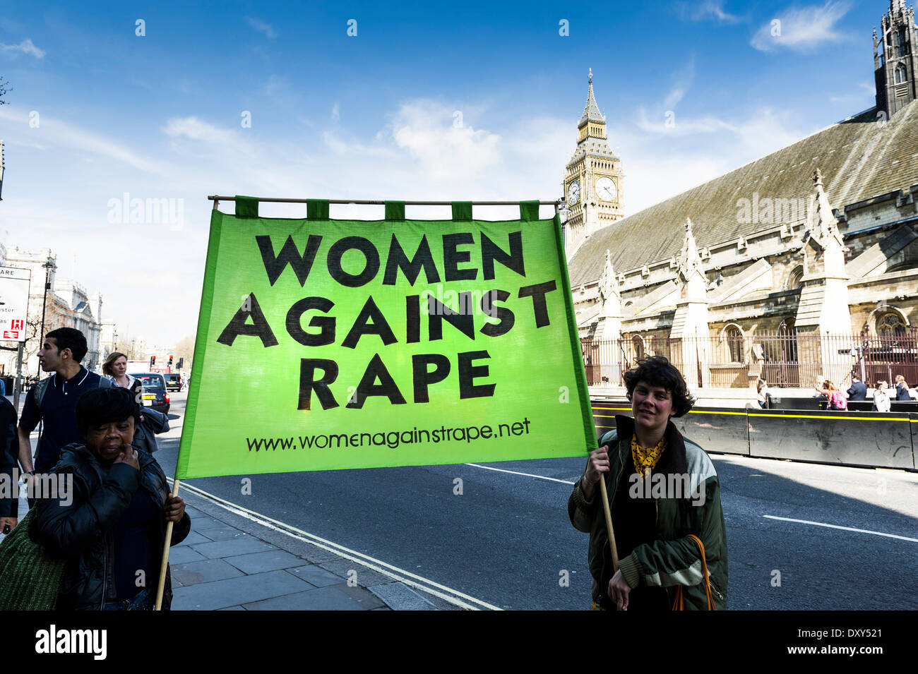 London, UK. 1st April 2014. 1st April, 2014. Women carry a Women ...