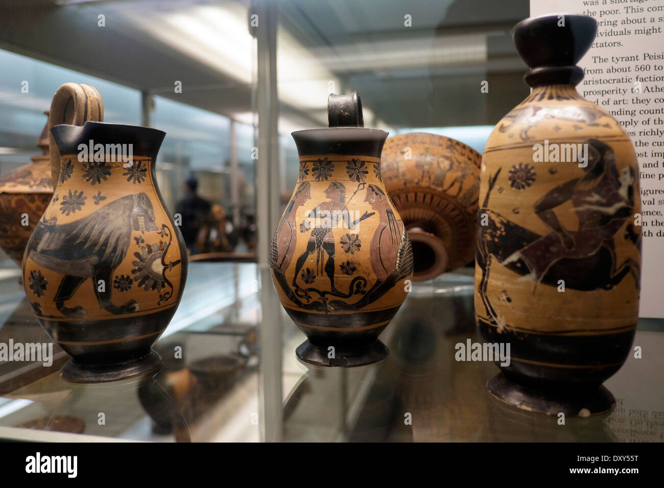 Black-figured olpe (jug): Hermes between sphinxes Stock Photo - Alamy
