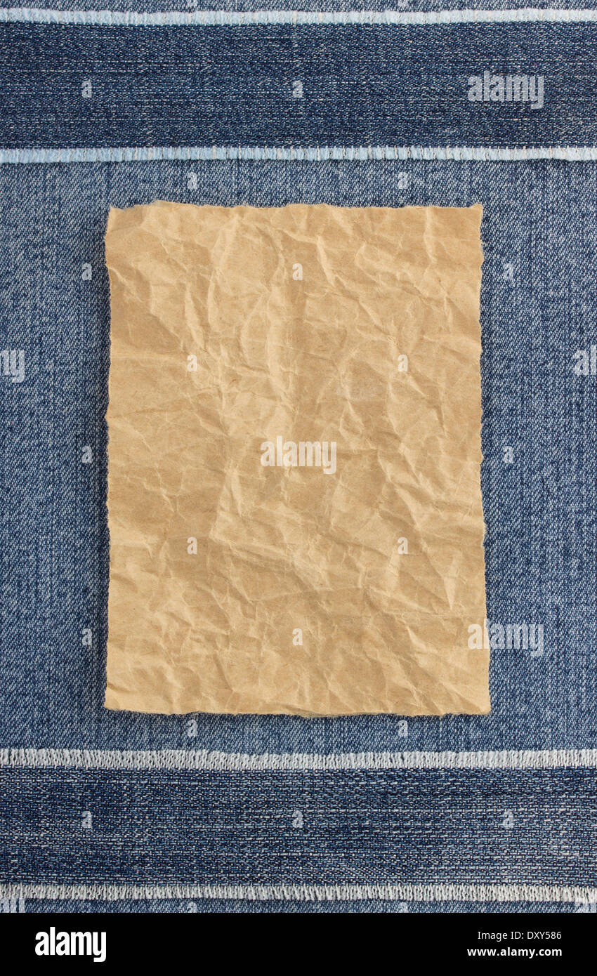 wrinkled parcel paper at jeans texture Stock Photo - Alamy