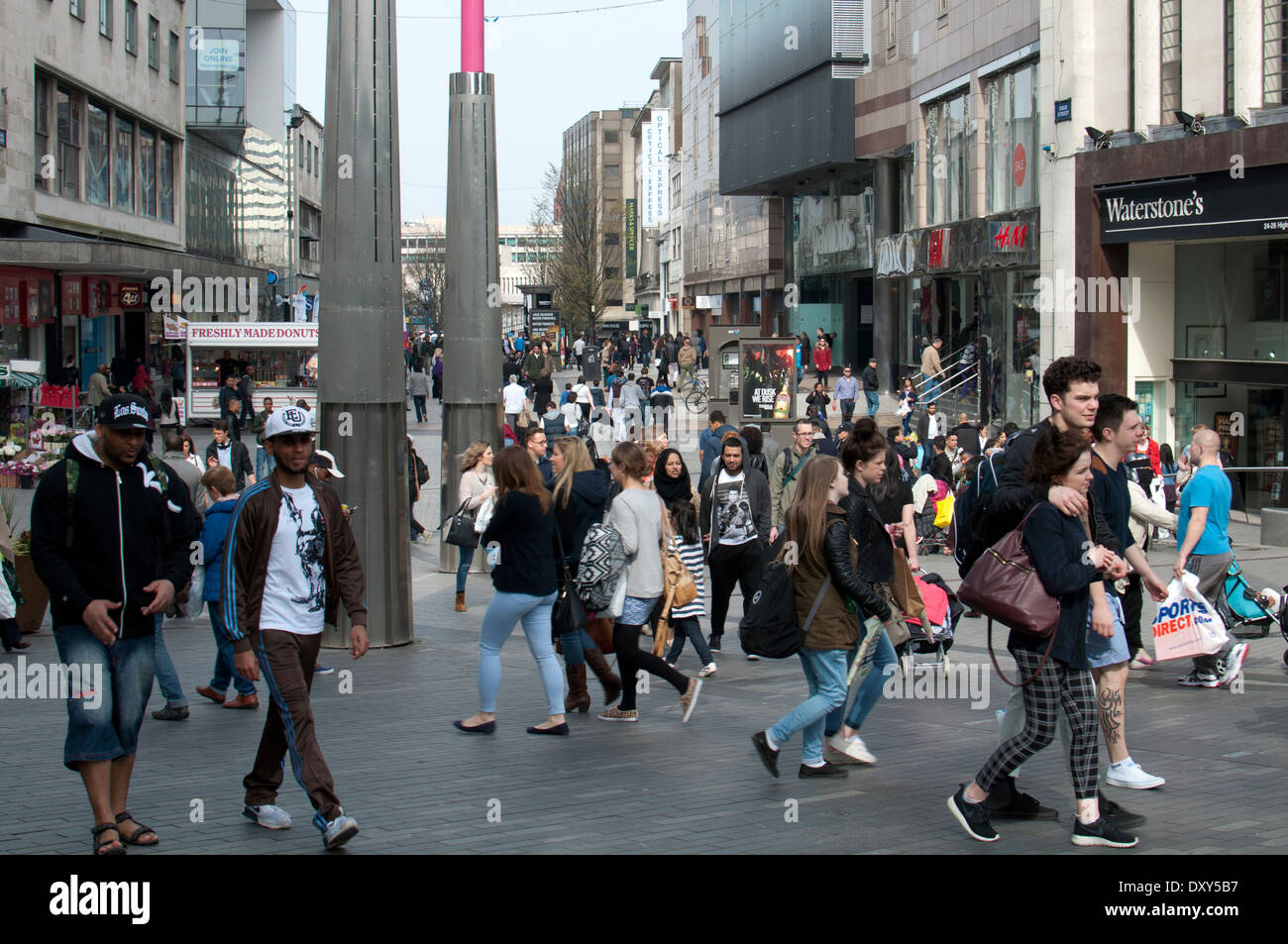 Shoppers in High Street, Birmingham city centre, West Midlands, England ...