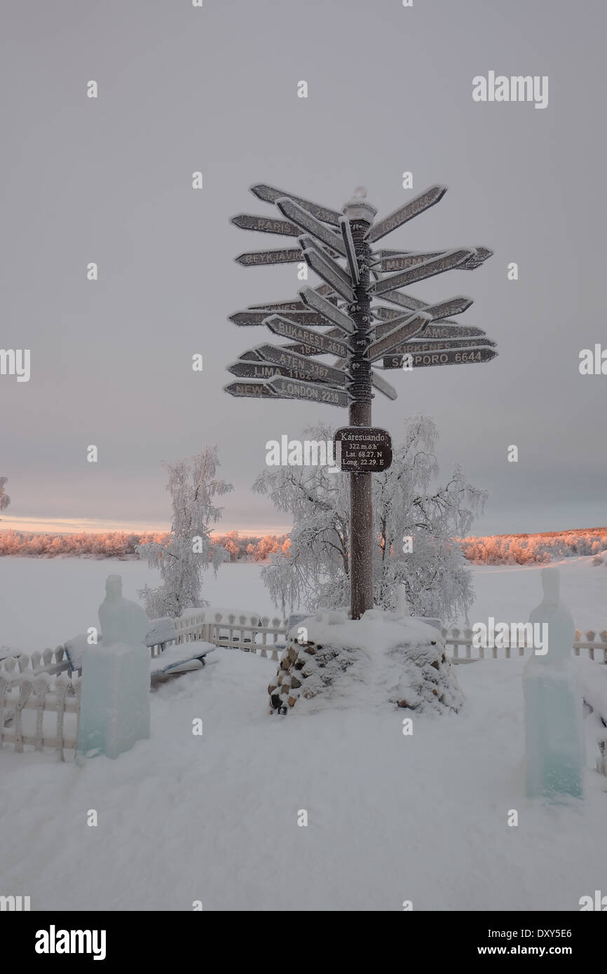 Lapland Sweden Sign post Stock Photo - Alamy