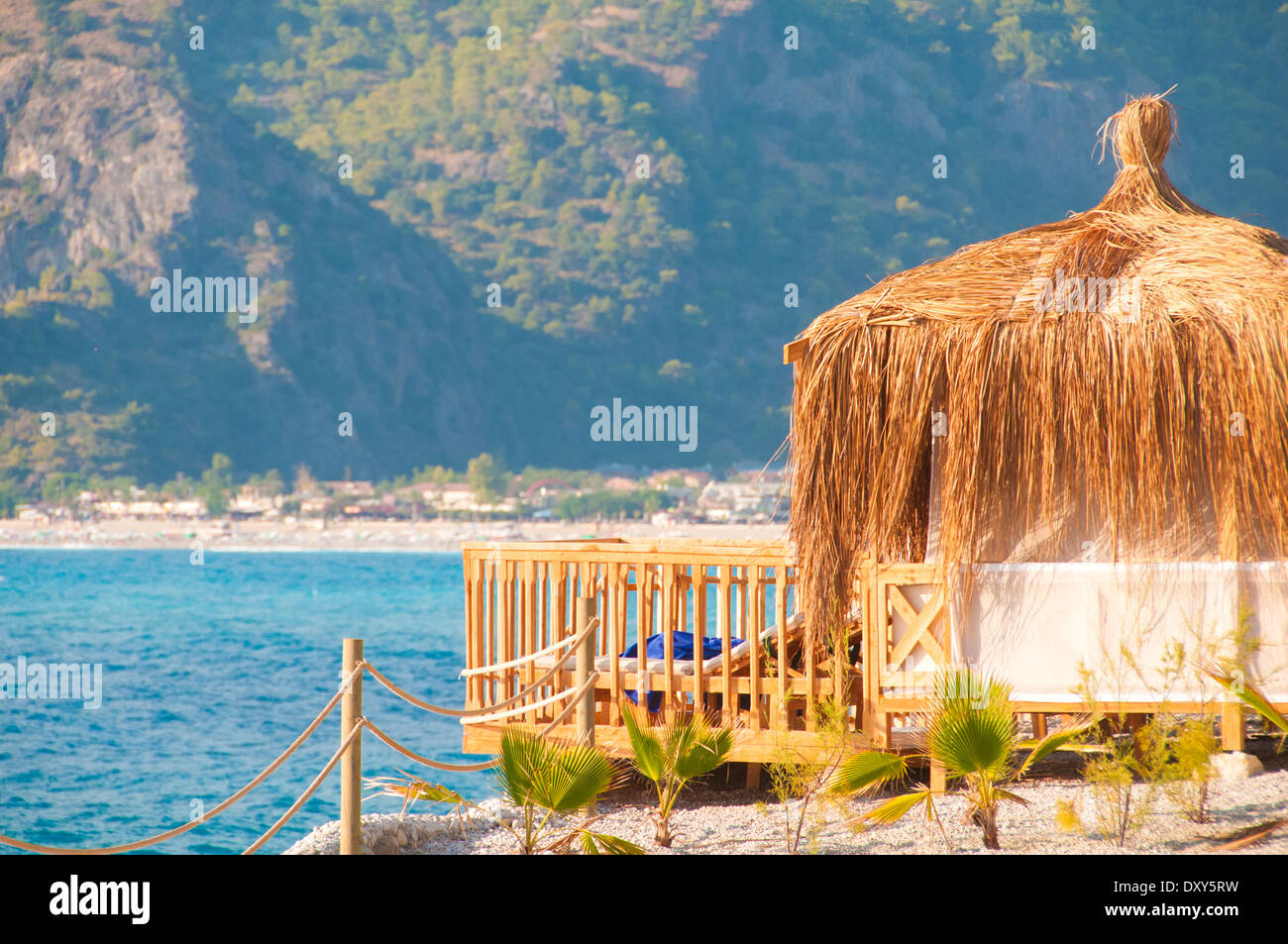 Turkey. Sea bungalow on a sand beach Stock Photo - Alamy