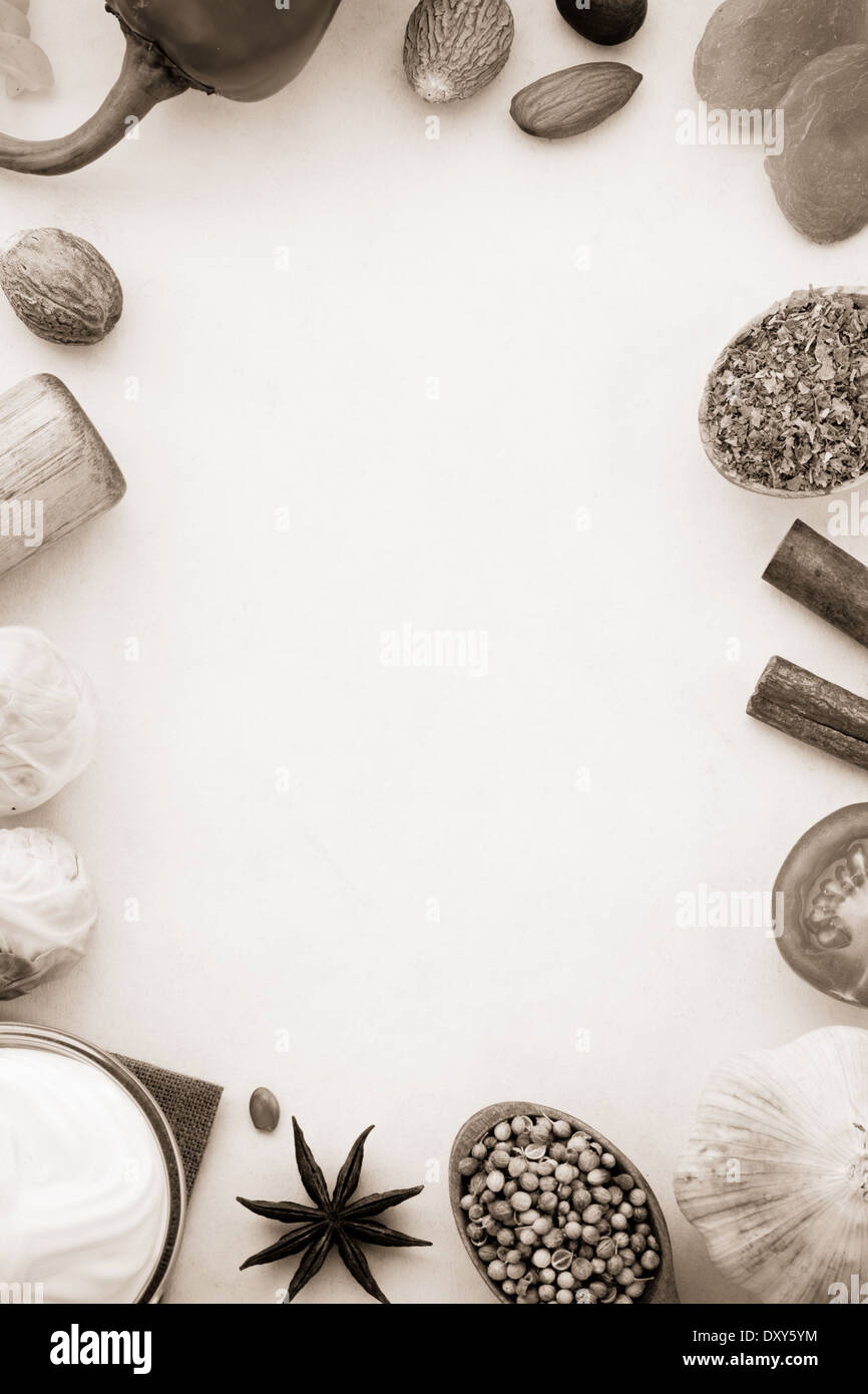 spices background and healthy food Stock Photo - Alamy