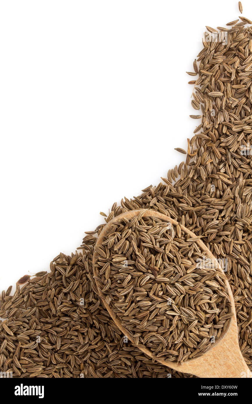 cumin seeds in spoon isolated on white background Stock Photo - Alamy