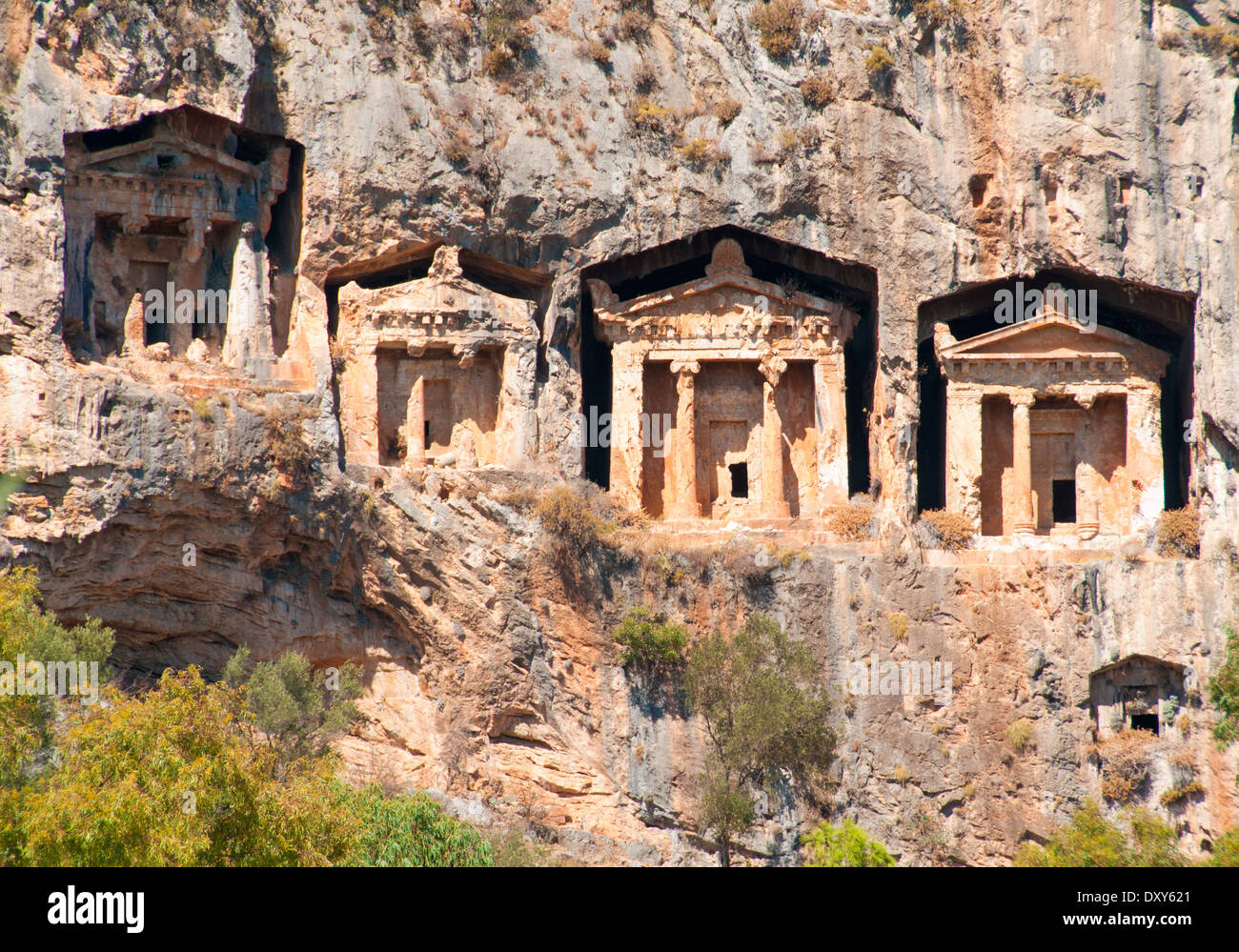 Ancient Lycian tombs - architecture in mountains of Turkey Stock Photo ...