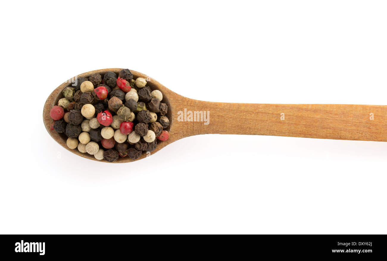 pepper in spoon isolated on white background Stock Photo - Alamy