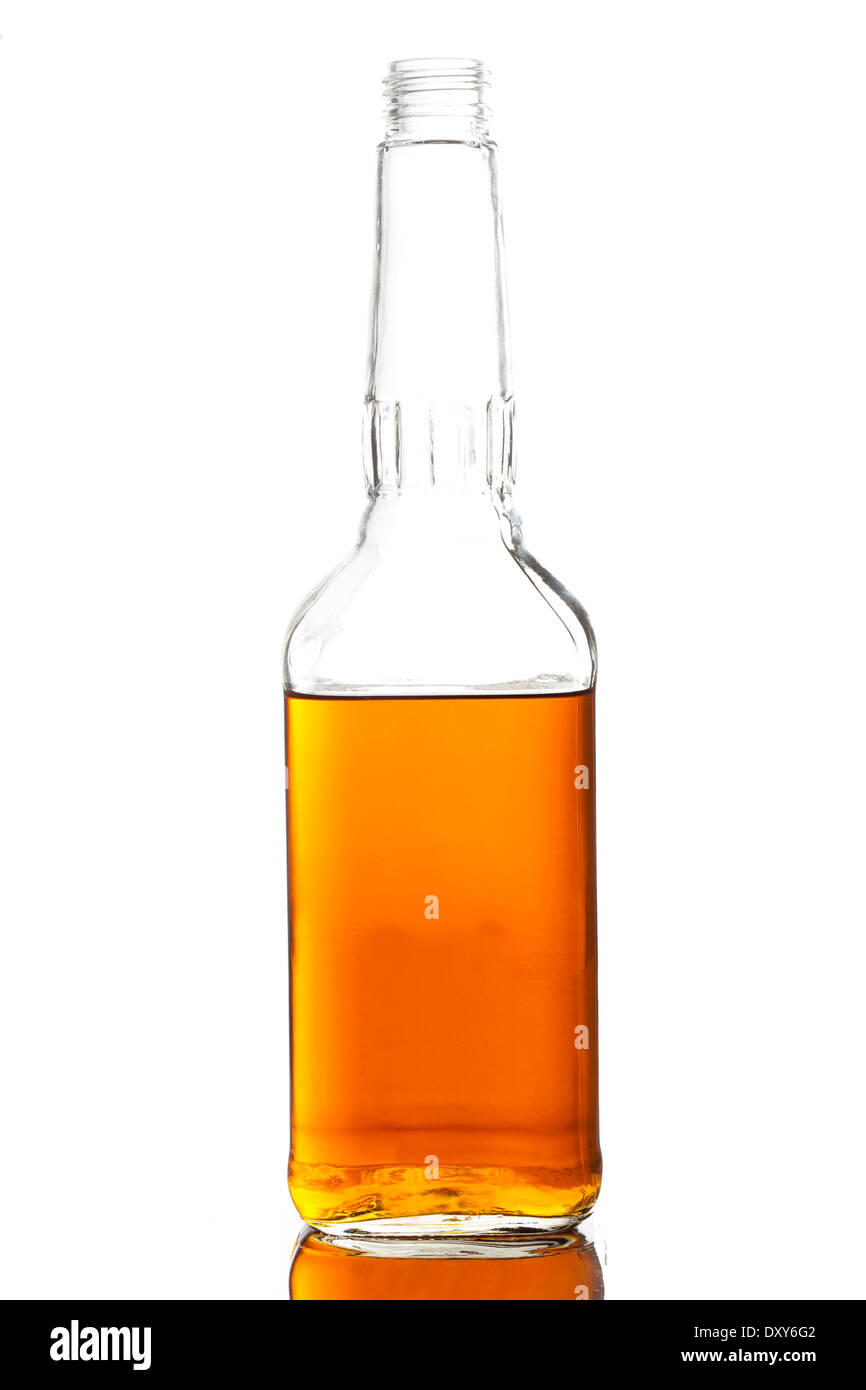 Alcoholic Amber Whiskey Bourbon in a Bottle on White Stock Photo - Alamy