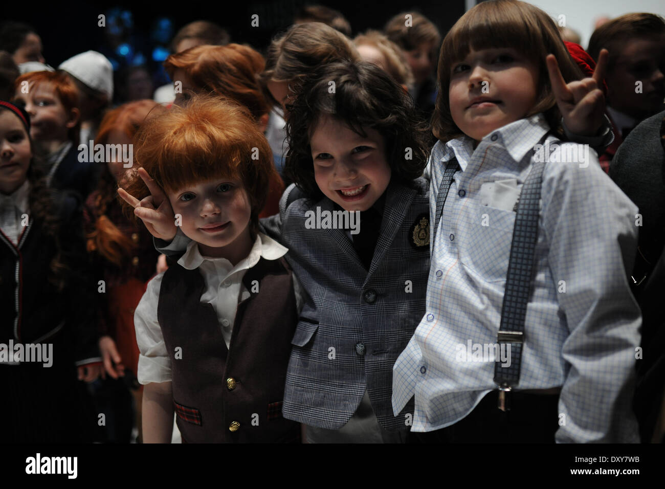 Moscow, Russia. 1st Apr, 2014. Models celebrate after the show of low ...