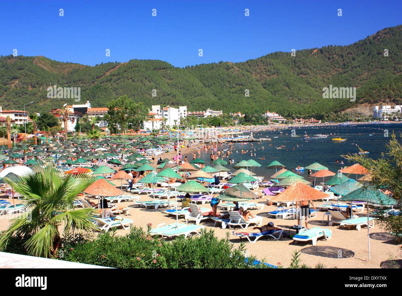 A crowded beach at Icmeler on the Turkish coast Stock Photo - Alamy