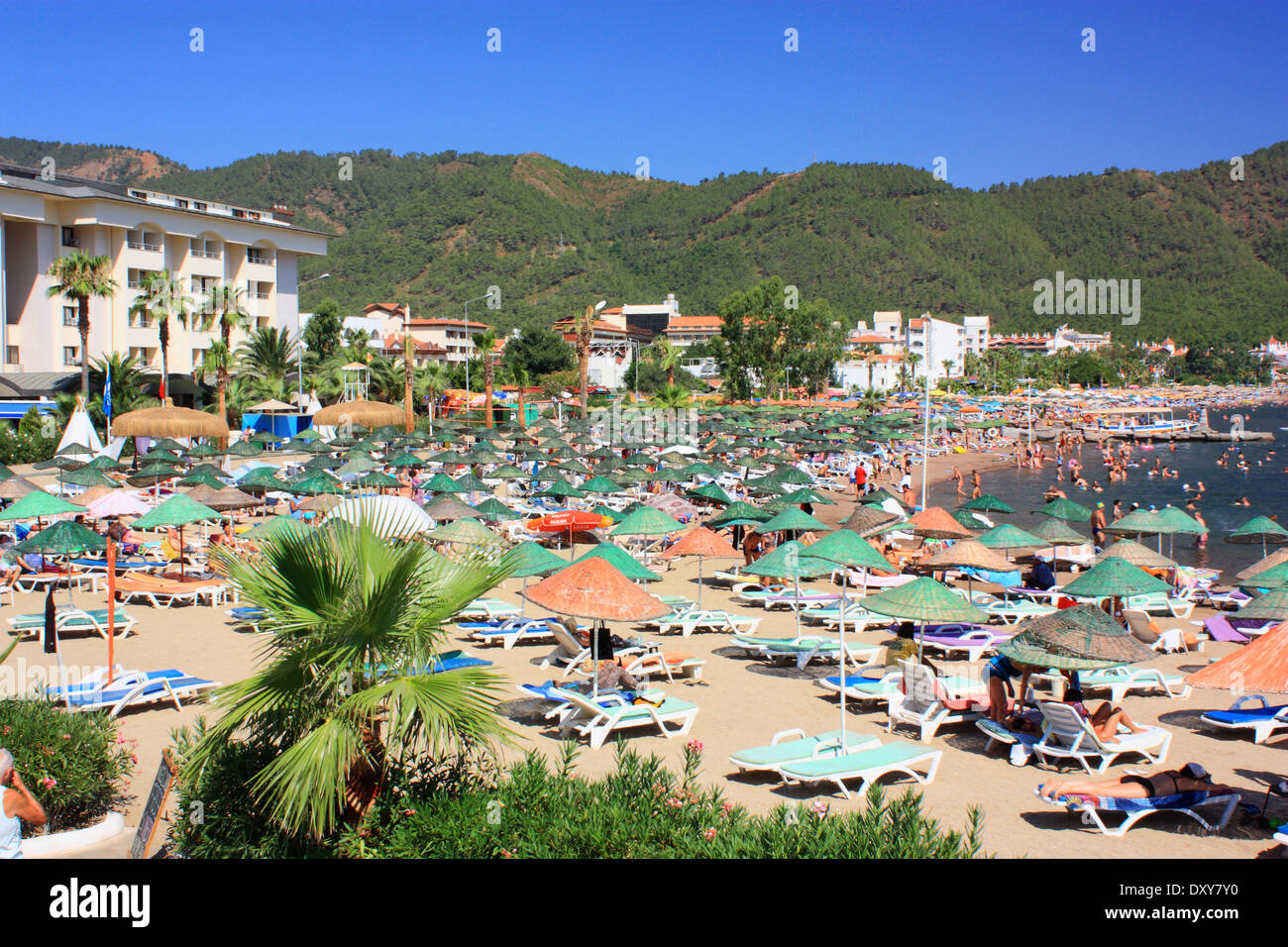A crowded beach at Icmeler on the Turkish coast Stock Photo - Alamy