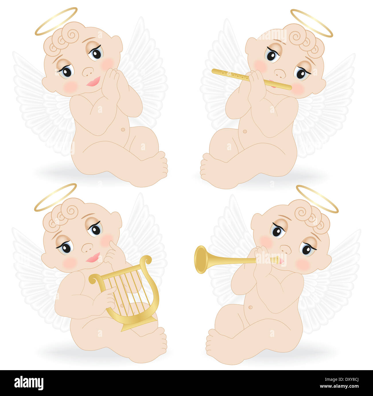 set of small angels playing musical instruments Stock Photo - Alamy