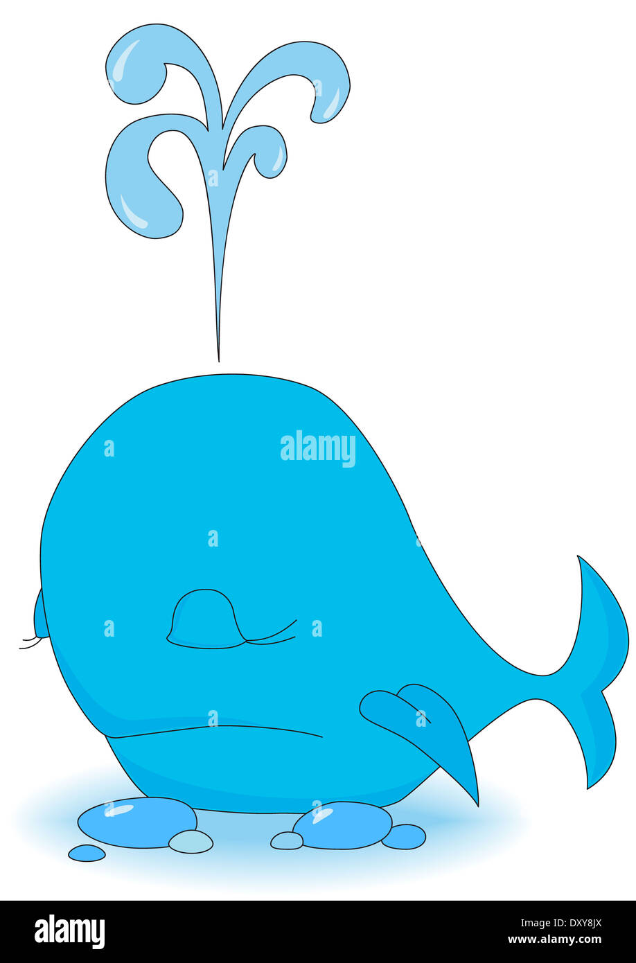 sad blue whale isolated on white background Stock Photo - Alamy