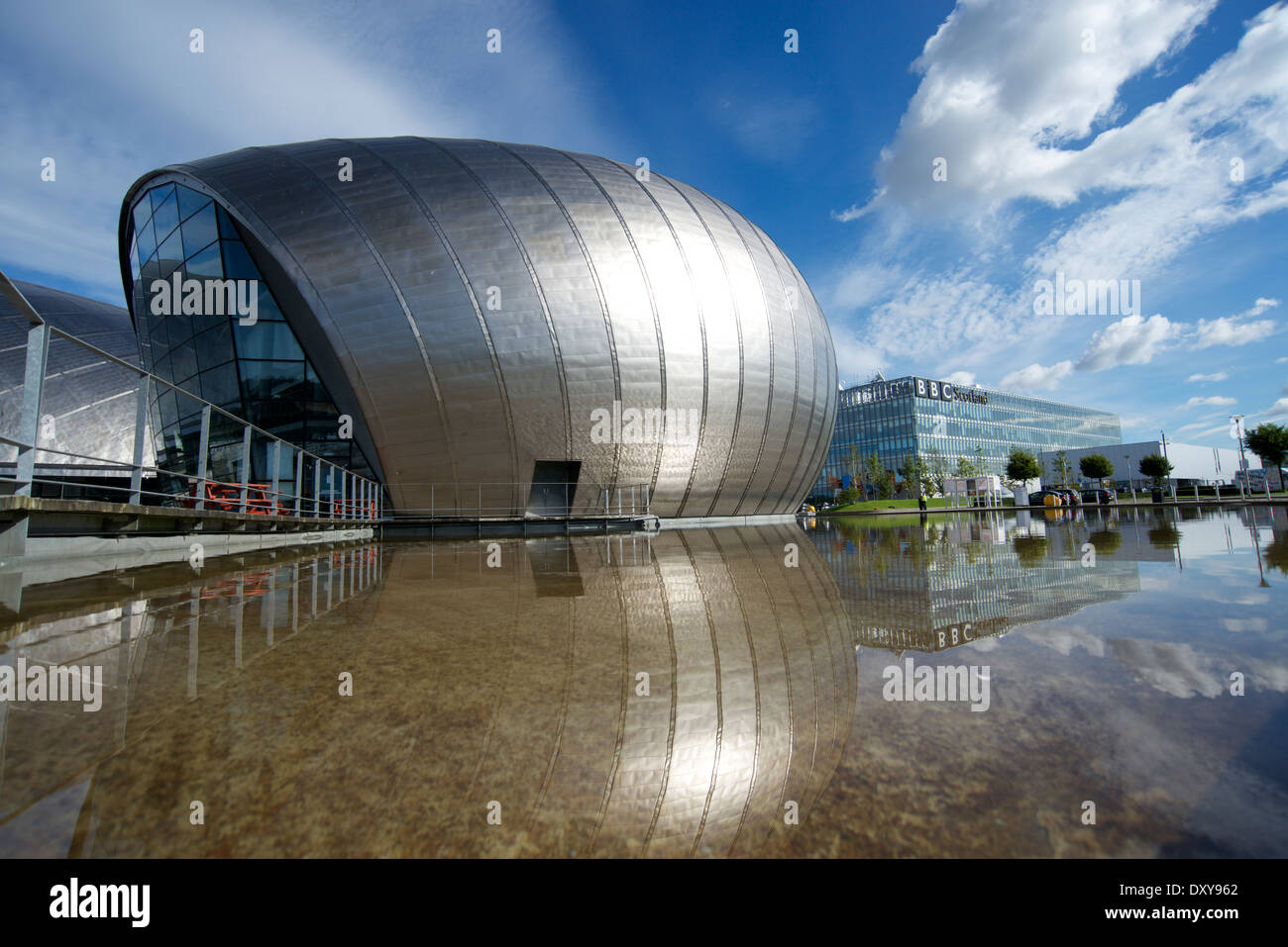 Imax Cinema reflected in its own pool with the BBC Scotland ...