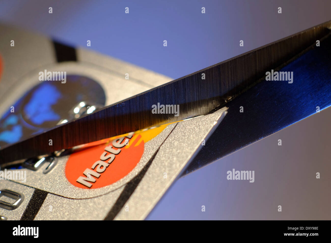 Cutting Master Card with Scissors Stock Photo - Alamy