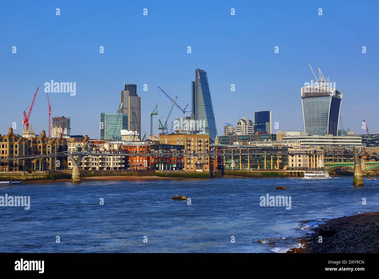River Thames and the City of London skyline in London, England Stock ...