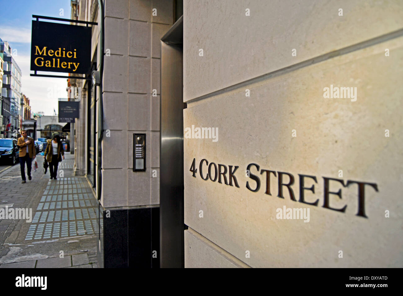 View along Cork Street, famous for its contemporary art galleries ...
