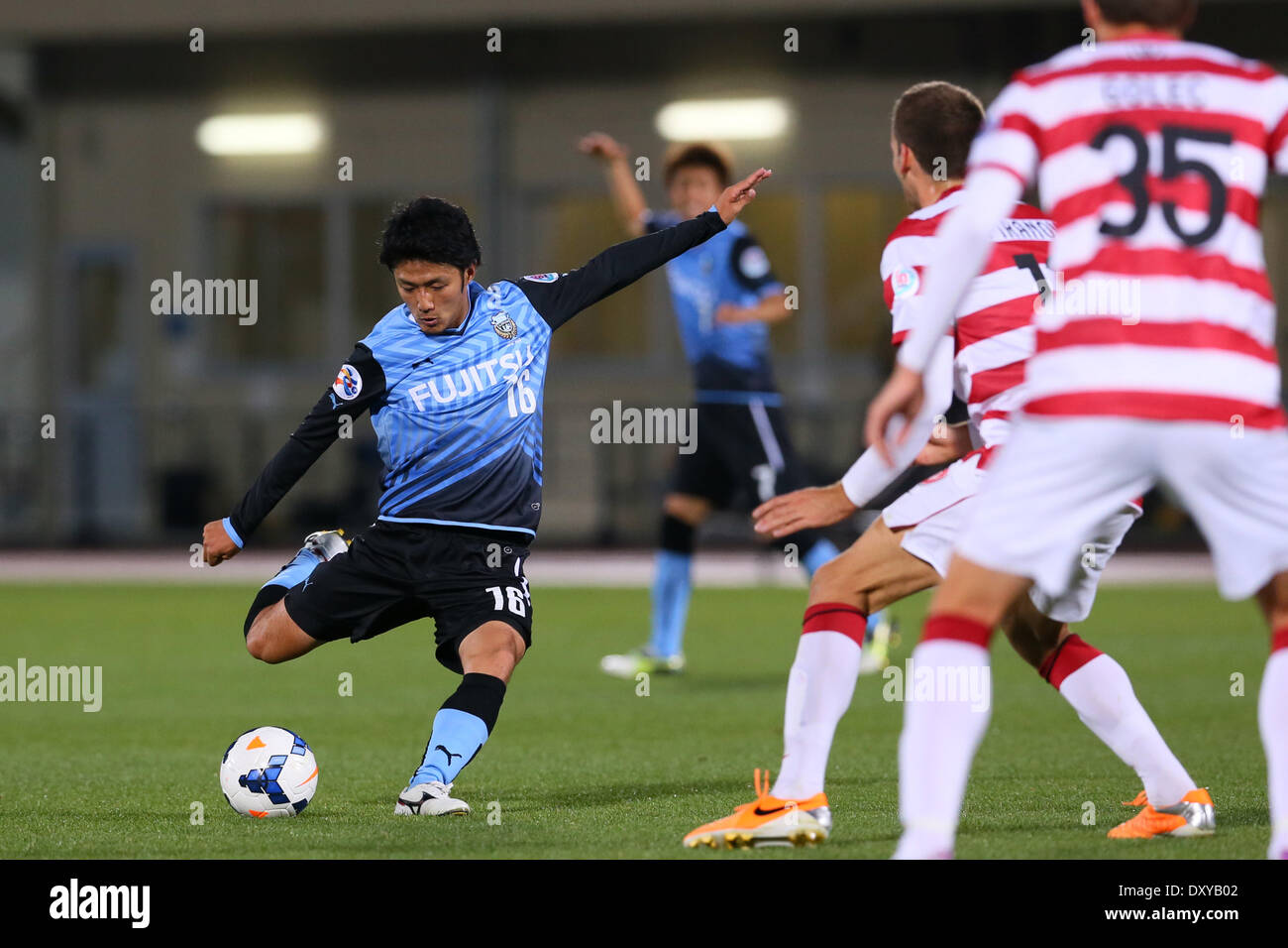 Kawasaki Todoroki Stadium, Kanagawa, Japan. 1st Apr, 2014. Ryota Oshima ...