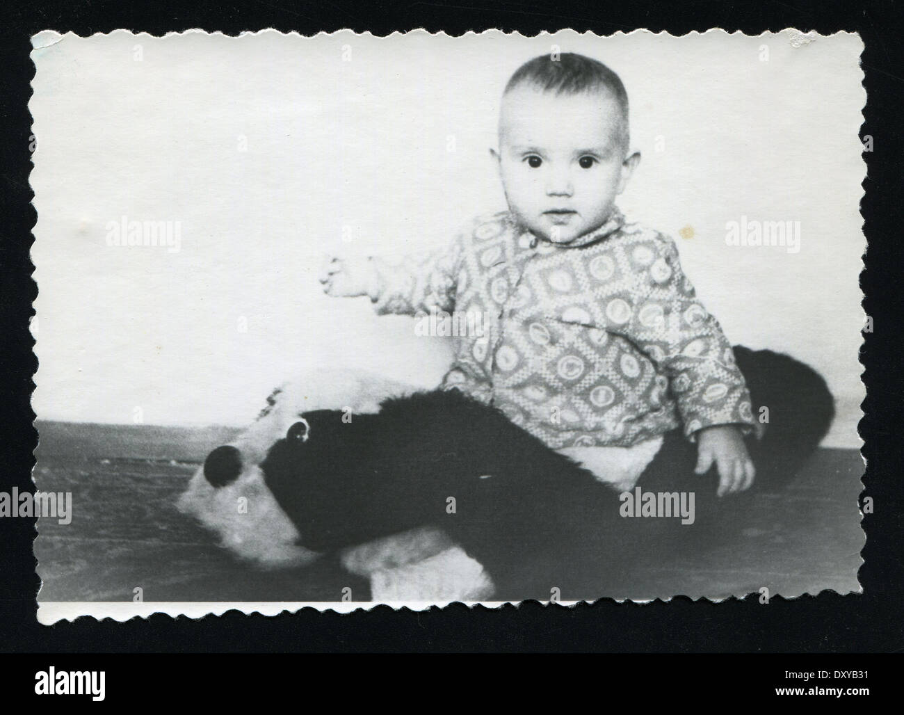 USSR - CIRCA 1985: An antique photo shows little girl with dog Stock ...