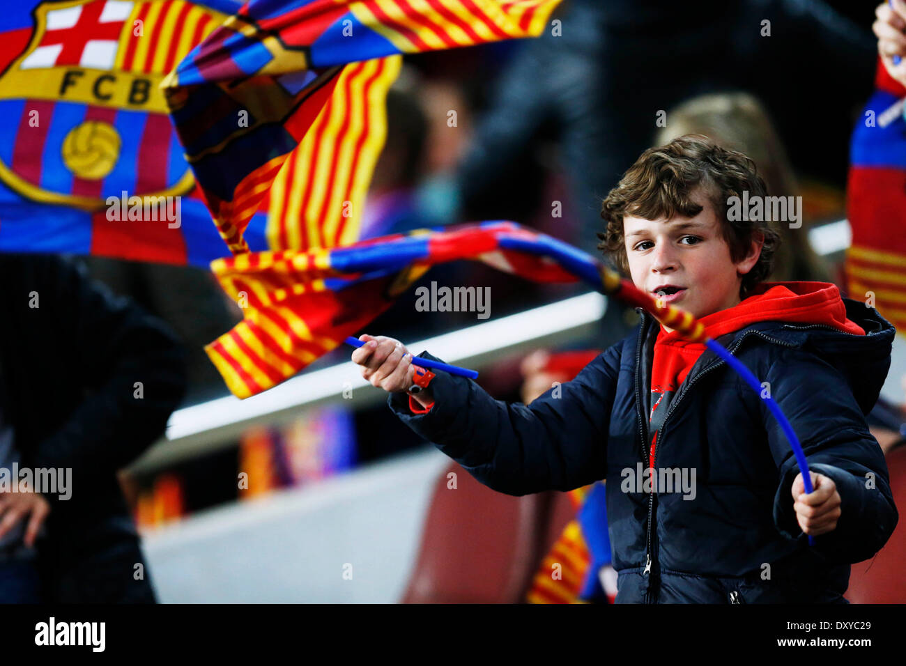 Barcelona, Spain. 1st Apr, 2014. Barcelona kids fans (Barcelona ...