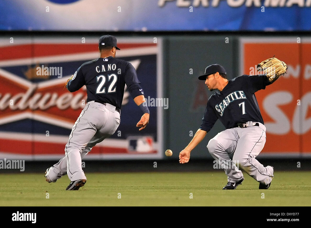 Anaheim, CA. 1st Apr, 2014. Seattle Mariners third baseman Stefen ...