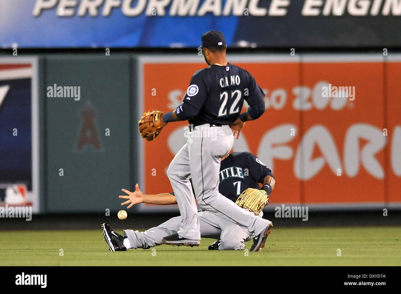 Anaheim, CA. 1st Apr, 2014. Seattle Mariners third baseman Stefen ...