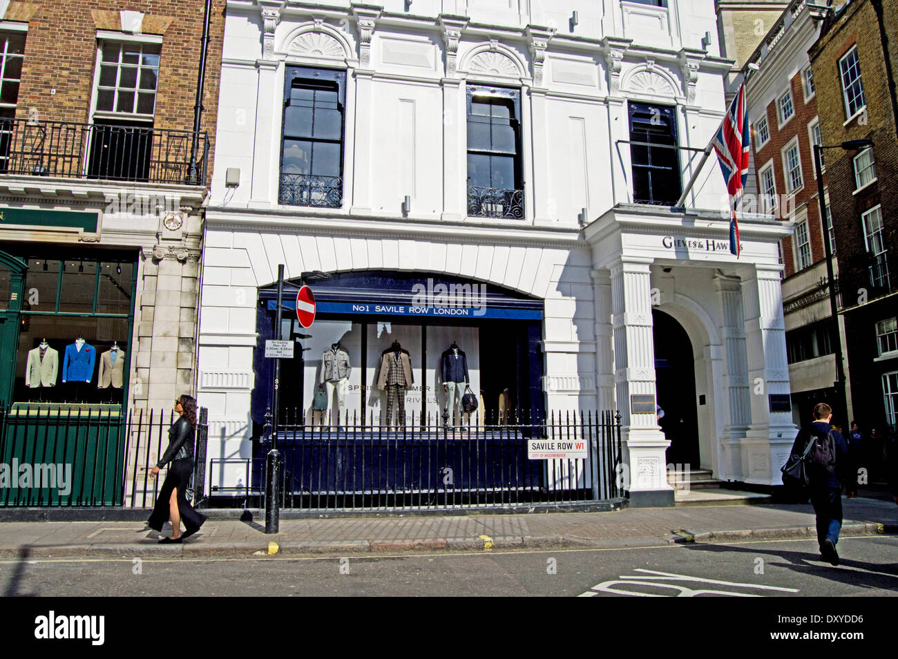 View of Savile Row known for its traditional bespoke tailoring for men ...