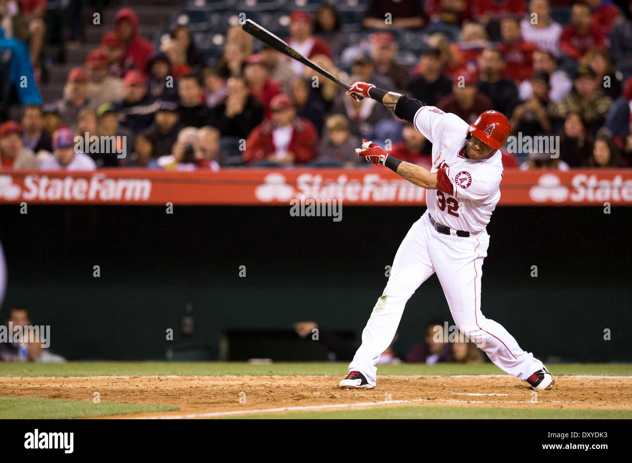 Anaheim, CA, USA. 1st Apr, 2014. Los Angeles Angels left fielder Josh ...