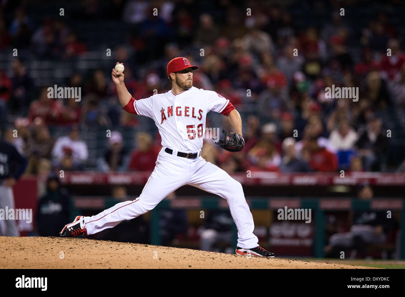 Anaheim, CA, USA. 1st Apr, 2014. Los Angeles Angels relief pitcher ...