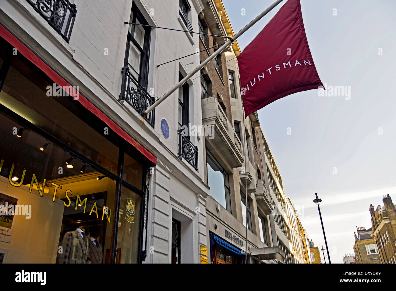View of Savile Row known for its traditional bespoke tailoring for men ...