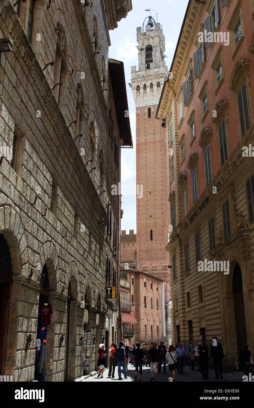 Mangia tower in the old town of Siena, Tuscany, Italy Stock Photo - Alamy
