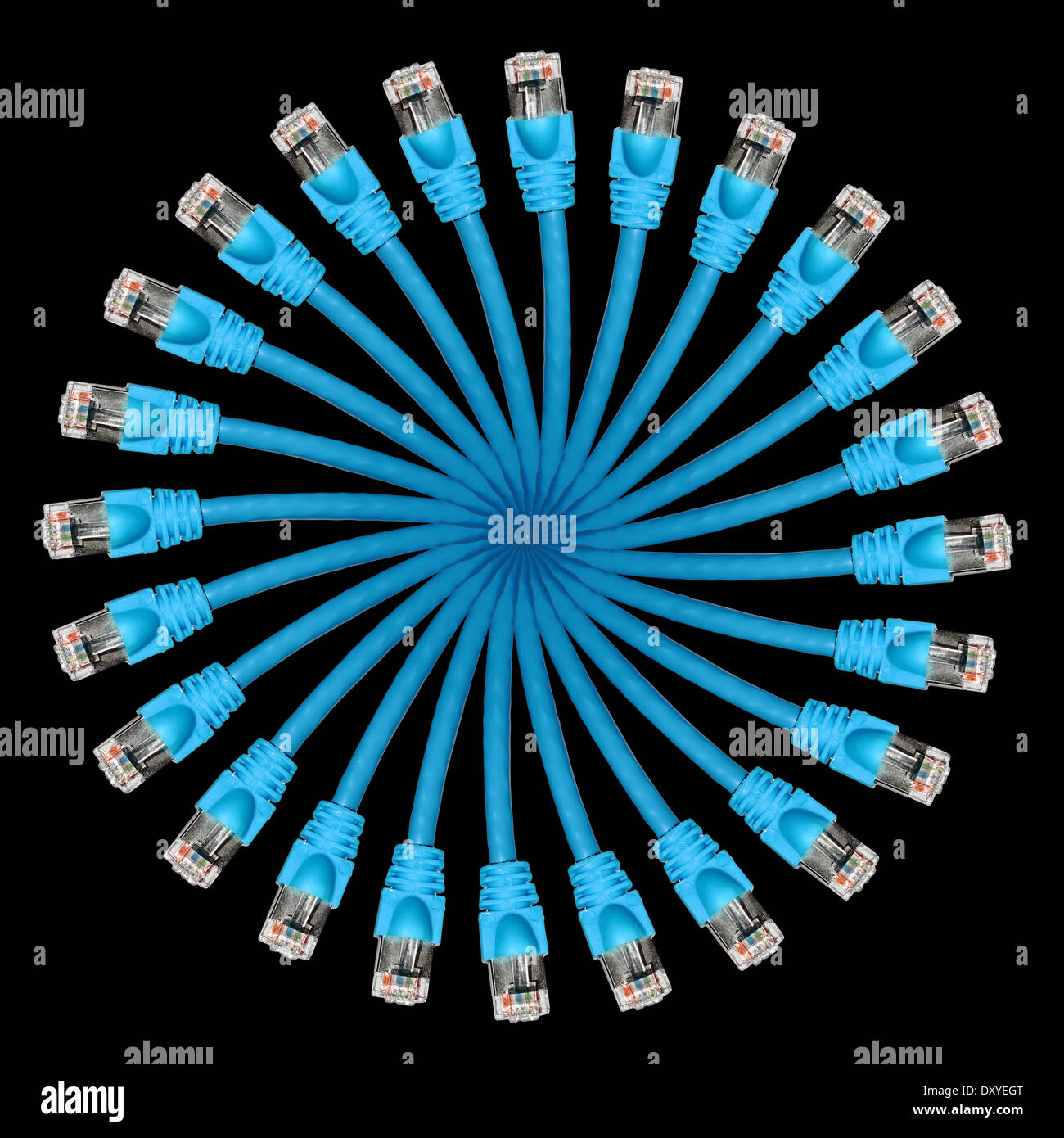 Lan cable abstract circle shape isolated on black background Stock ...