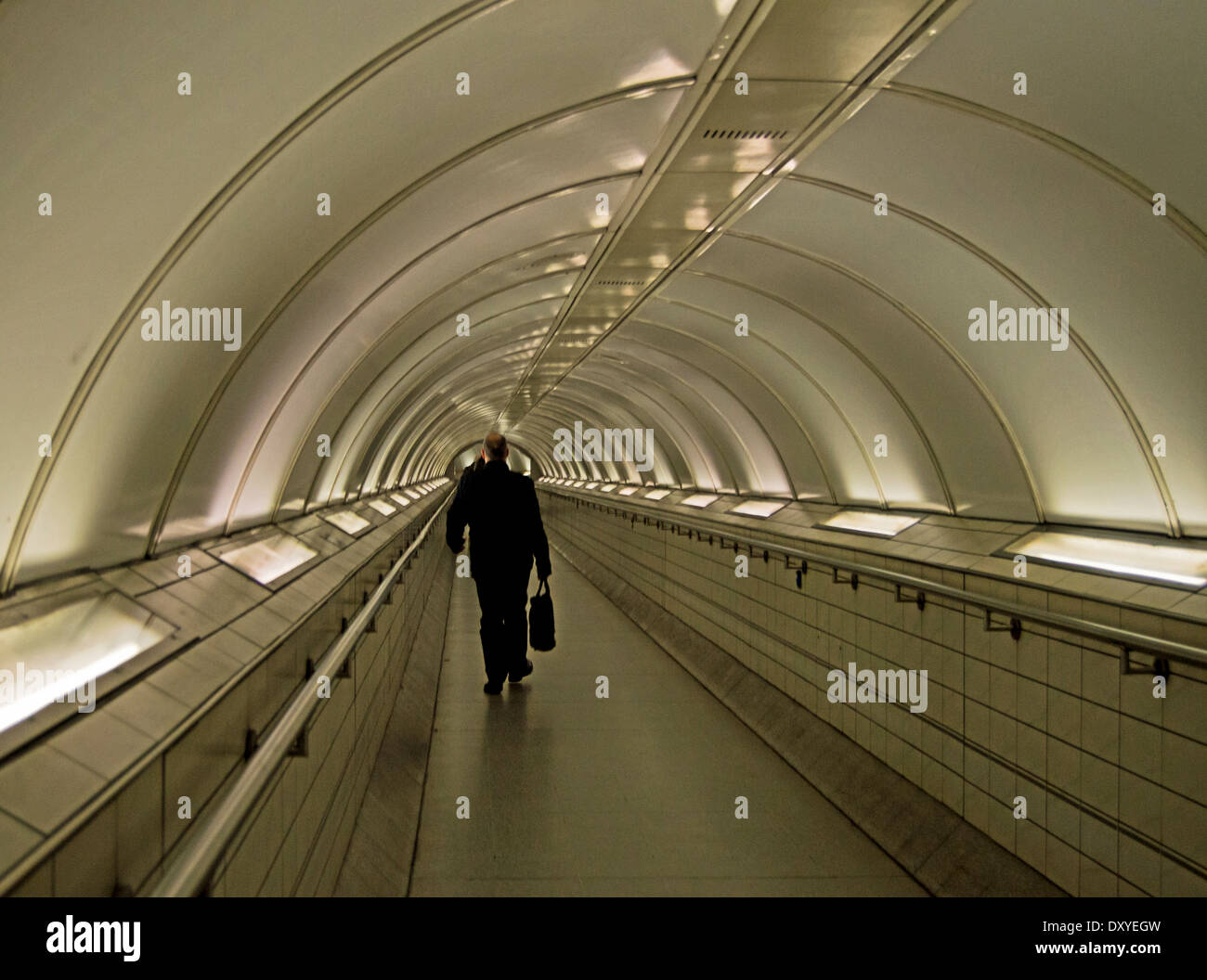 Tunnel leading to the Waterloo & City Line, Bank, City of London ...