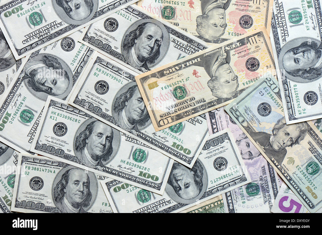 Pile of dollar bank notes money background Stock Photo - Alamy