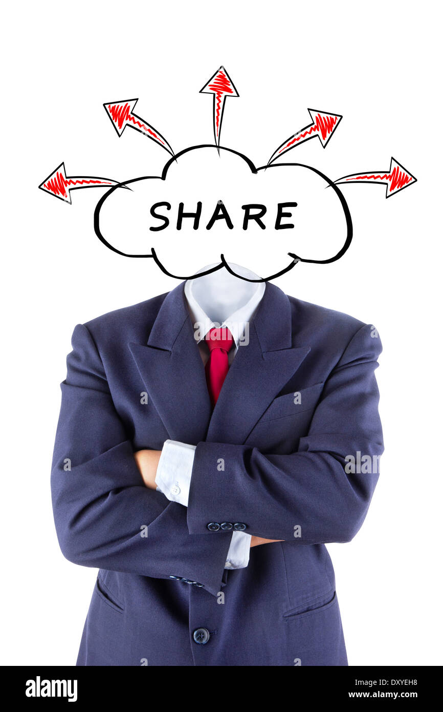 invisible businessman cloud computing head brain idea isolated white ...
