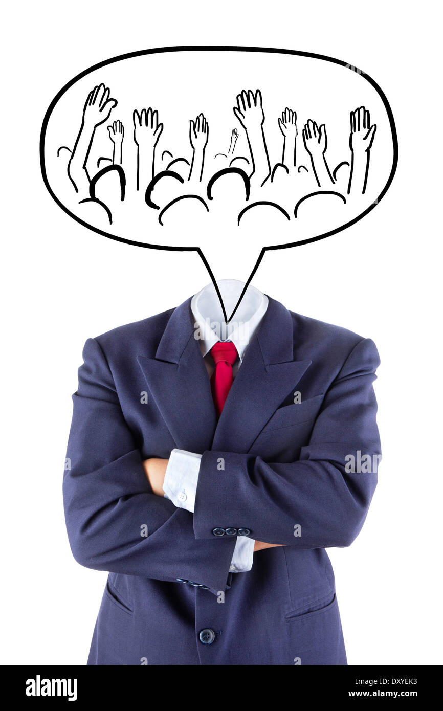invisible businessman no head talk about teamwork isolated on white ...